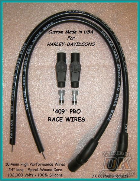 DK Custom 409 Pro Race Spark Plug Wires (Black) - Ready to Install - U ...